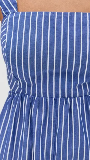 Stateside Poplin Stripe Open Back Midi Dress