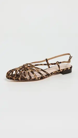LOEFFLER RANDALL Devon Lattice Slingback Sandals - Leopard