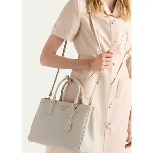 Prada Galleria Saffiano Leather Top-handle Bag - Talc