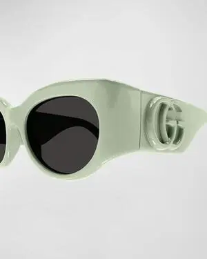 Gucci Gg Round Frame Sunglasses - Green
