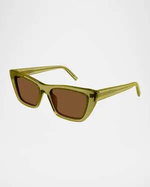 Saint Laurent Cat-Eye Acetate Sunglasses - Shiny Transparent Acid Green