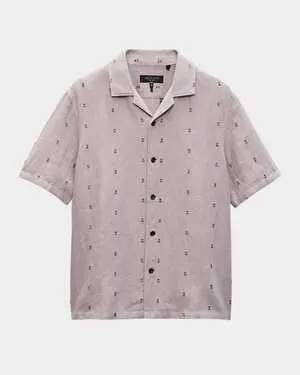 Rag & Bone Avery Embroidered Linen Camp Shirt - Glrm