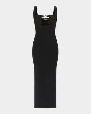 Herve Leger Alessia Cutout Bodycon Ankle Gown - Black