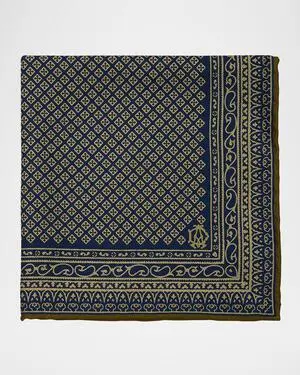 Dunhill Apos;s Diamond-woven Mulberry Silk Pocket Square - Spring Navy