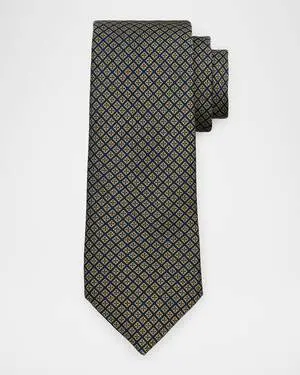 Dunhill Mulberry Silk Diamond-woven Neck Tie - Spring Navy