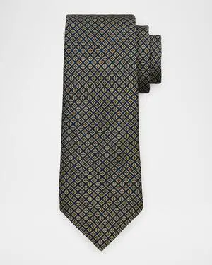 Dunhill Mulberry Silk Diamond-woven Neck Tie - Spring Navy