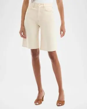 Veronica Beard Charlotte Denim Bermuda Shorts - Ecru