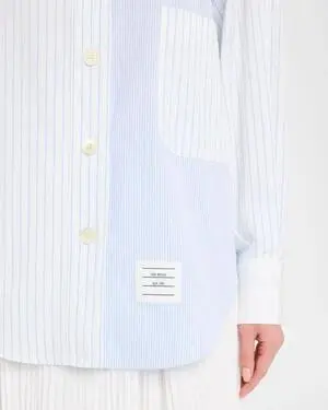 Thom Browne Micro Striped Poplin Oversized Shirt - Light Blue