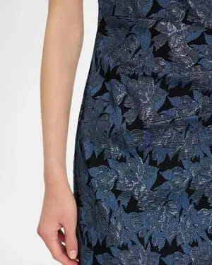 Aidan Mattox Sleeveless Floral Jacquard Midi Dress - Black