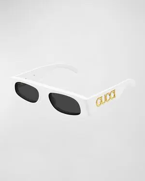 Gucci Logo Rectangle Sunglasses - White