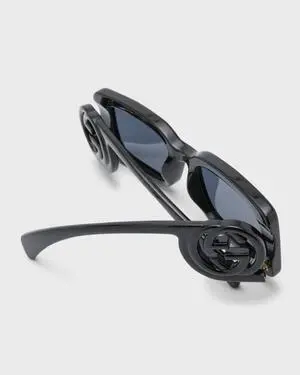 Gucci Monochrome GG Rectangle Sunglasses Black