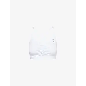 GYMSHARK Ruched Stretch-jersey Sports Bra - White