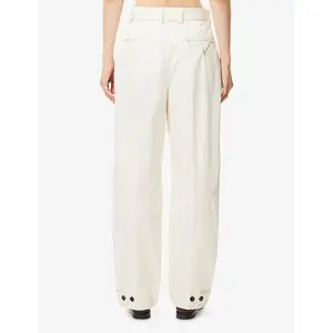 Bottega Veneta Straight-leg Cotton Twill Trousers With Belt - Frosting