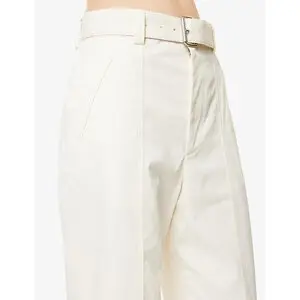 Bottega Veneta Straight-leg Cotton Twill Trousers With Belt - Frosting