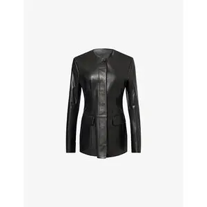 Women's Collarless Leather Jackets