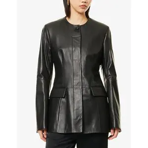 TOTEME Collarless Long Leather Jacket