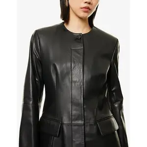 TOTEME Collarless Long Leather Jacket