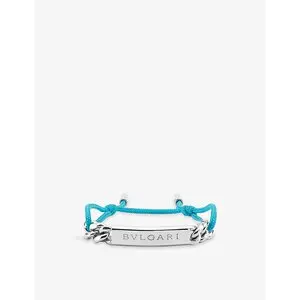 BVLGARI Engraved Gold-plated Brass String Bracelet - Light Blue