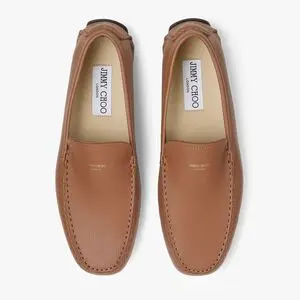 JIMMY CHOO Stanly Tan Tumbled Calf Leather Driver - Neutral