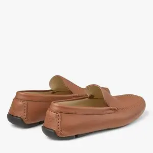 JIMMY CHOO Stanly Tan Tumbled Calf Leather Driver - Neutral