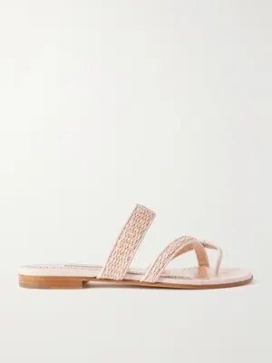 Manolo Blahnik Susara Raffia And Leather Sandals