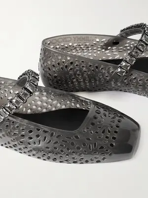 JIMMY CHOO Jelly Crystal-embellished Ballet Flats