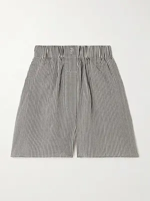 THE FRANKIE SHOP Lui Embroidered Striped Woven Shorts