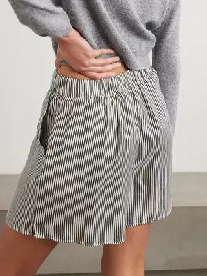 THE FRANKIE SHOP Lui Embroidered Striped Woven Shorts