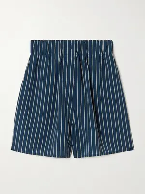 THE FRANKIE SHOP Lui Striped Crepe Shorts - Blue