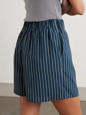 THE FRANKIE SHOP Lui Striped Crepe Shorts - Blue