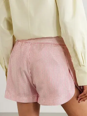Stella McCartney Embroidered Striped Organic Silk Shorts