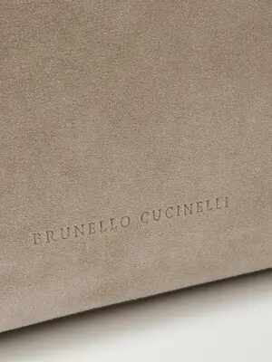 Brunello Cucinelli Leather-trimmed Suede Clutch - Gray