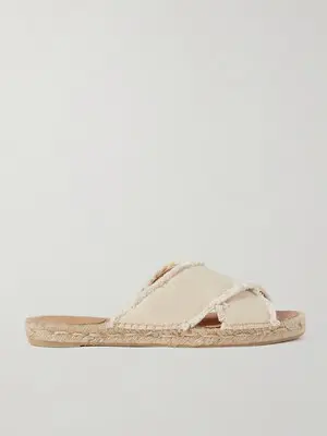 CastaÑer Palmera Frayed Canvas Espadrille Slides - Neutrals