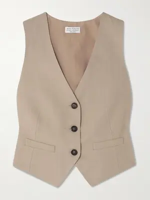 Brunello Cucinelli Bead-embellished Twill Vest