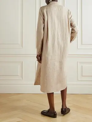 Loro Piana Lora Linen Midi Dress - Neutrals