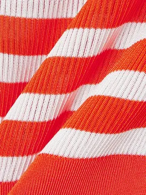 Dolce & Gabbana Cropped Striped Ribbed-knit Polo Shirt