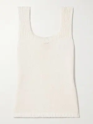 Khaite Wil Cotton Ribbed Tank Top - Neutrals