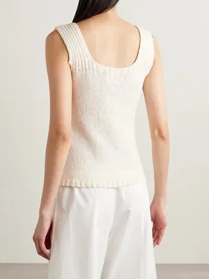 Khaite Wil Cotton Ribbed Tank Top - Neutrals