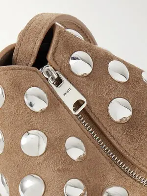 Khaite Lina Medium Studded Suede Shoulder Bag - Neutrals