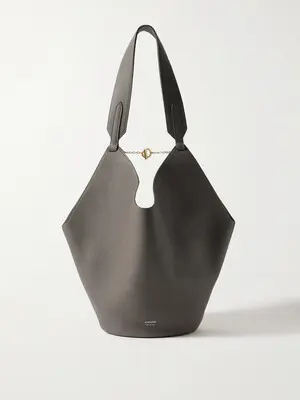 Khaite Lotus Small Textured-leather Tote - Gray