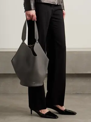 Khaite Lotus Small Textured-leather Tote - Gray