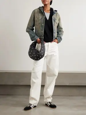 Acne Studios Hooded Distressed Organic Denim Jacket - Blue