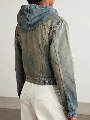Acne Studios Hooded Distressed Organic Denim Jacket - Blue
