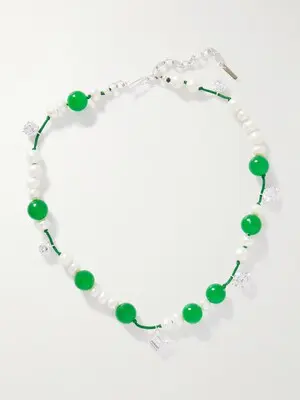 Completedworks Silver, Pearl, Bead And Crystal Necklace - Green
