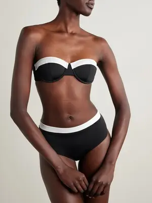 Staud Jo Two-tone Underwired Balconette Bikini Top - Black