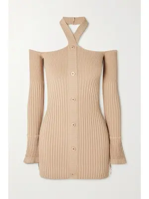 ANDREĀDAMO Cutout Ribbed-knit Top