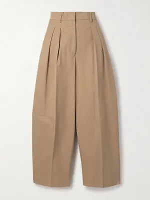 Altuzarra Dash Pleated Cotton-twill Barrel-leg Trousers