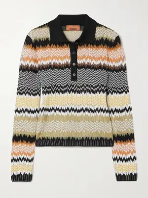 Missoni Striped Crochet-knit Polo Shirt