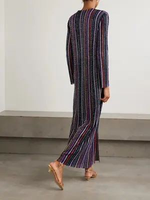 Missoni Sequin-embellished Striped Crochet-knit Cardigan
