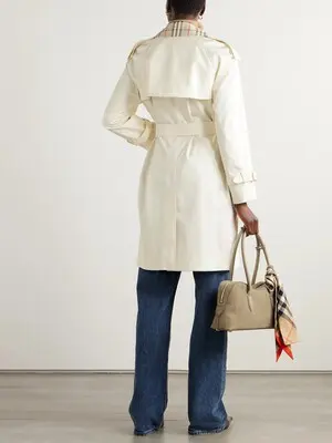 Burberry Double-breasted Checked Cotton-gabardine Trench Coat